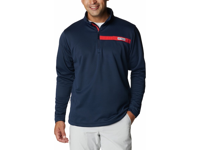 Columbia Men's PFG Skiff Guide Fleece 1/4 Zip Blue Macaw/Gulf Stream