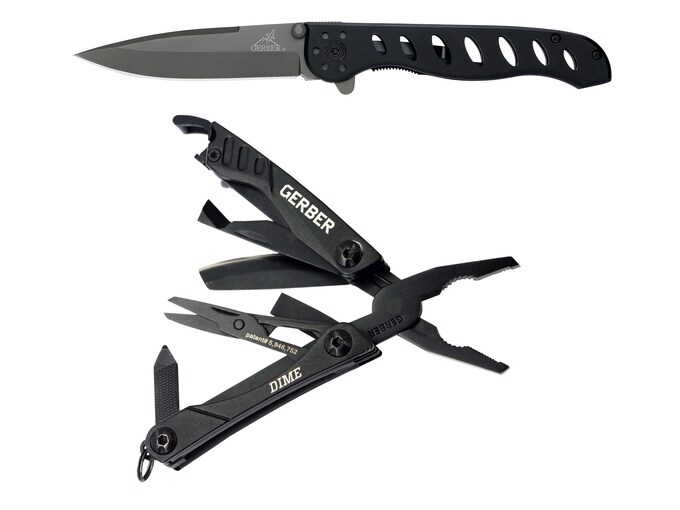 Gerber EVO Jr Folding Knife Black & Dime Multi-Tool Black Combo