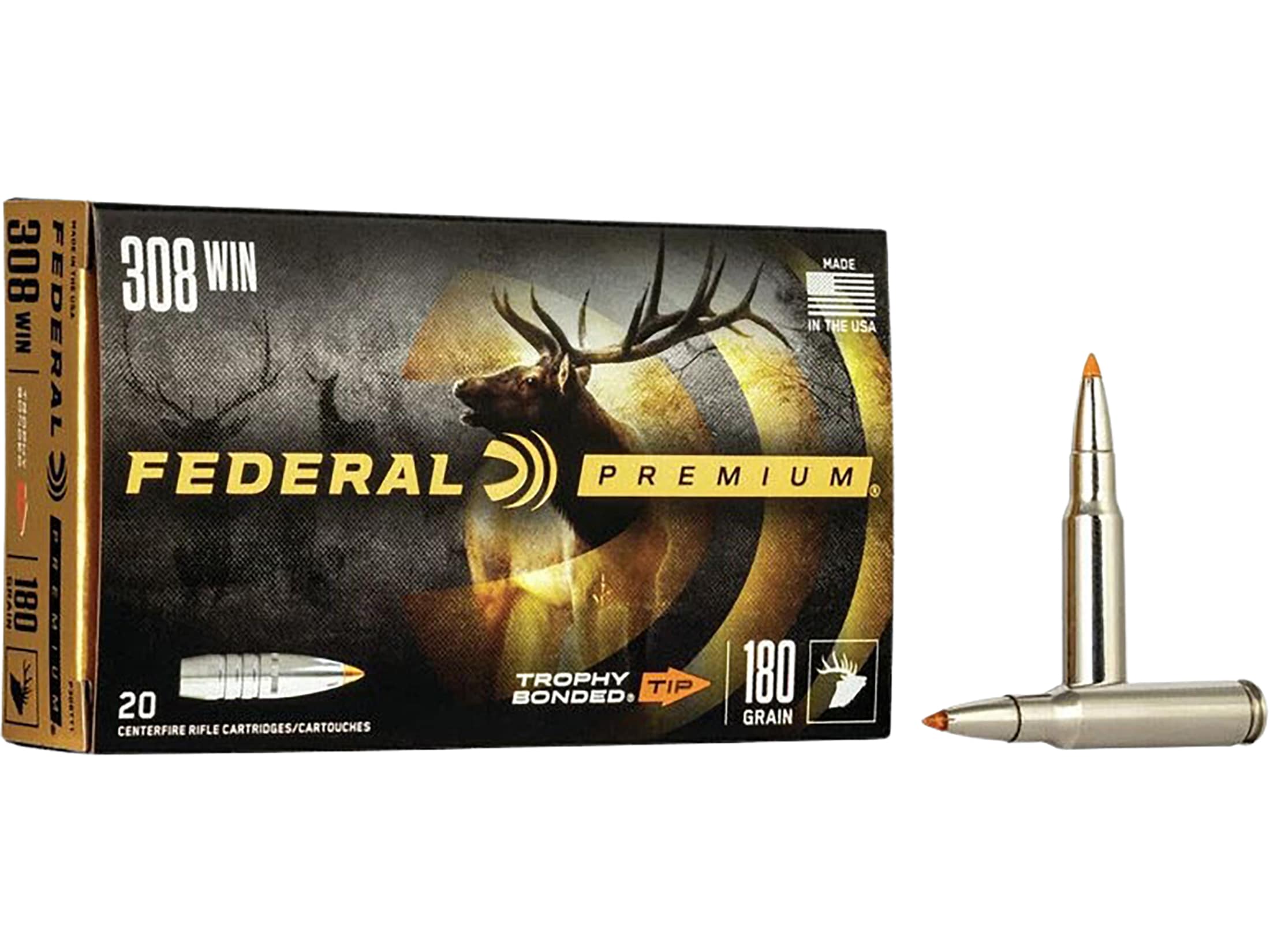 Federal Premium 308 Winchester Ammo 180 Grain Trophy Bonded Polymer