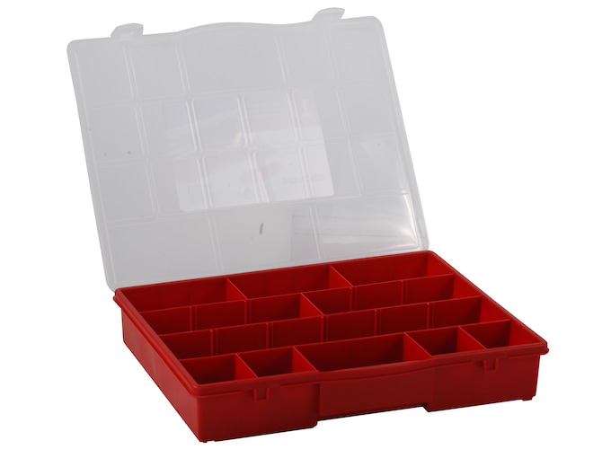 Stack-On Parts Storage Organizer 17-Compartment Red Clear Lid