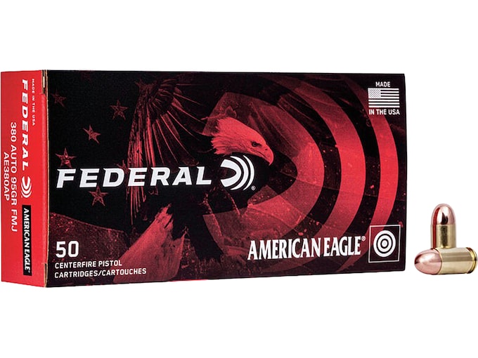 Federal American Eagle Ammo 380 ACP 95 Grain Full Metal Jacket Box of