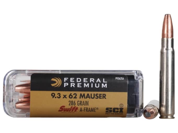 Federal Premium Safari Ammo 9.3x62mm Mauser 286 Grain Swift A-Frame