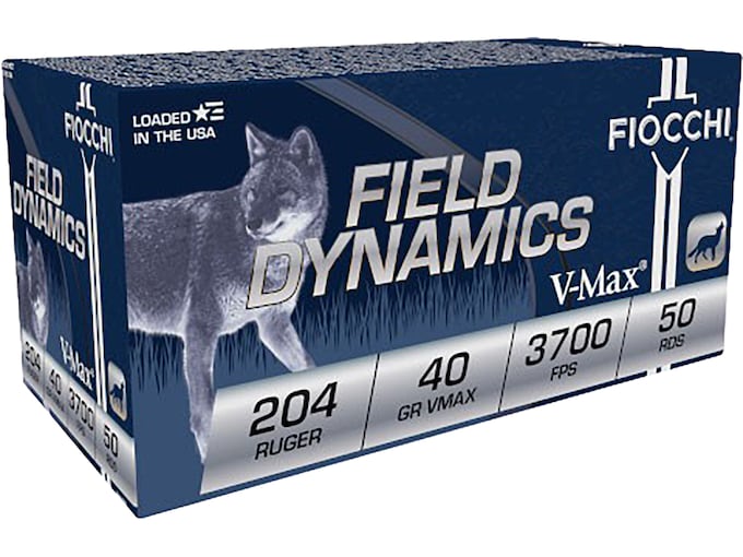 Fiocchi Extrema Ammo 204 Ruger 40 Grain Hornady V-MAX Polymer Tip Box
