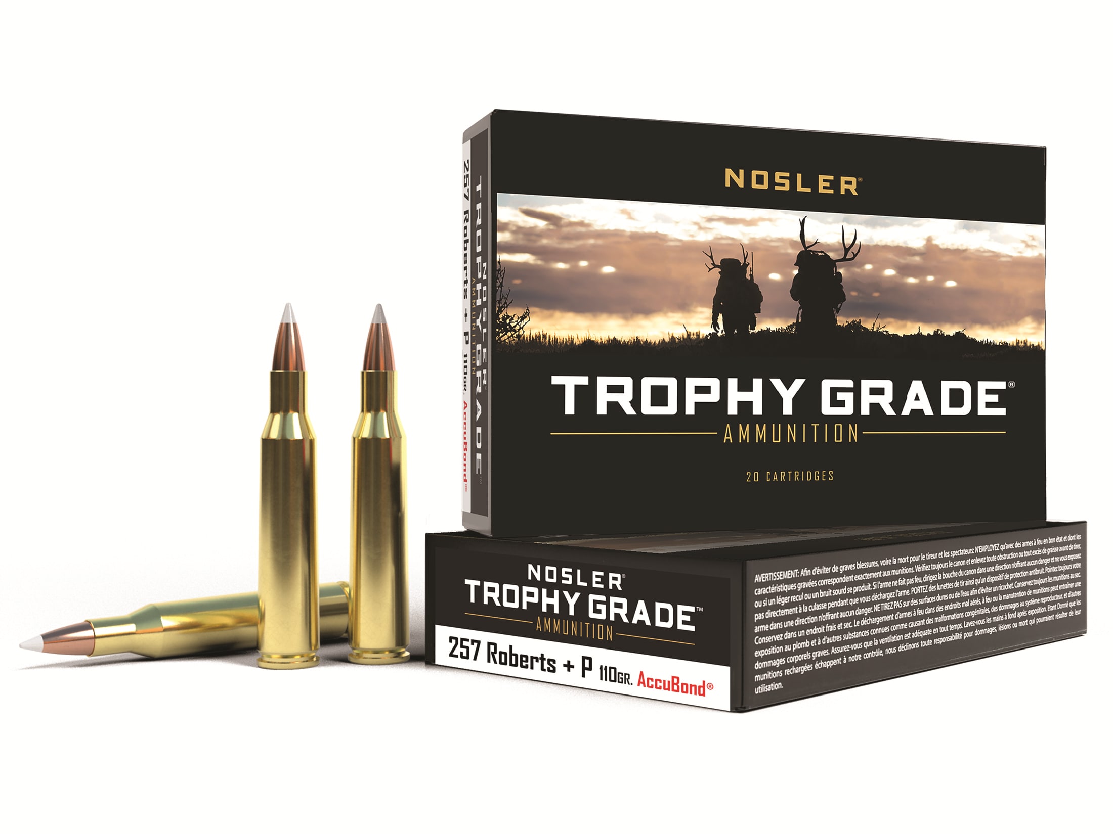 Nosler Trophy Grade 257 Roberts +P Ammo 110 Grain Nosler AccuBond