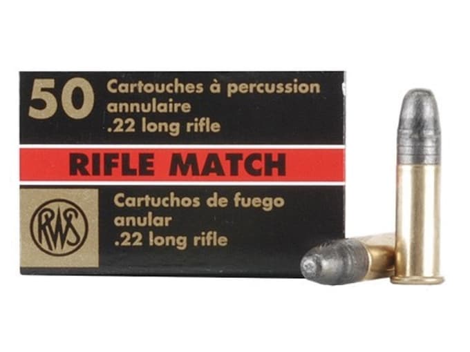 RWS Rifle Match Ammo 22 Long Rifle 40 Grain Lead Round Nose Box of 500