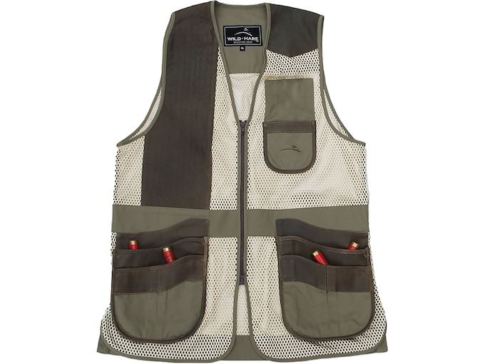 Wild Hare Range Shooting Vest Leather Trim Left Hand Tan/Black Small