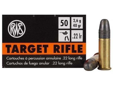 RWS Target Rifle Ammo 22 Long Rifle 40 Grain Lead Round Nose Box of