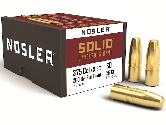 Nosler Solid Bullets 375 Cal (375 Diameter) 260 Grain Flat Nose