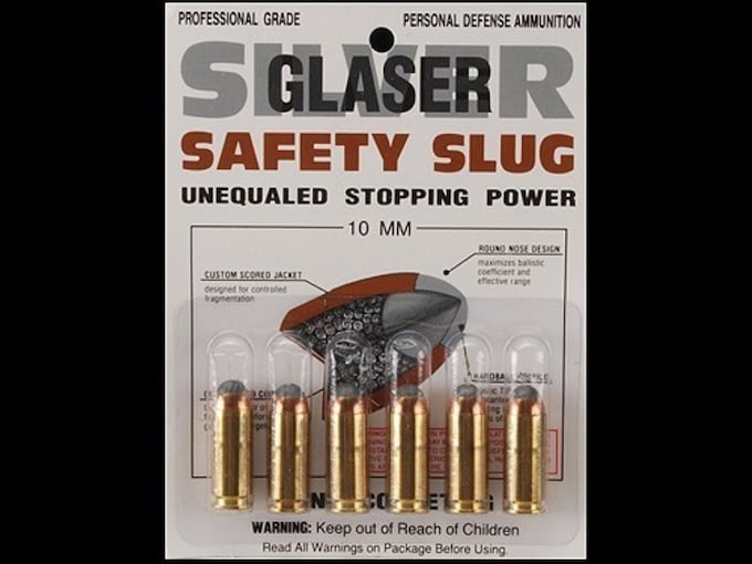 Glaser Silver Safety Slug Ammo 10mm Auto 115 Grain Safety Slug 6PK