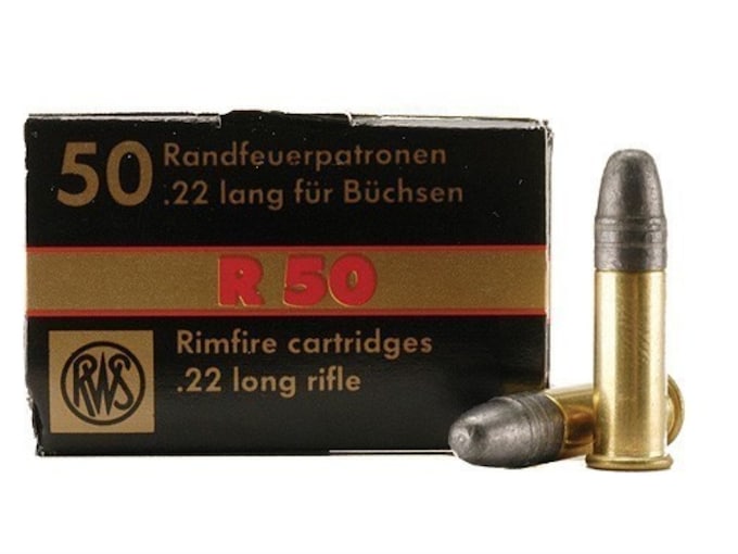 RWS R-50 Ammo 22 Long Rifle 40 Grain Lead Round Nose Box of 50