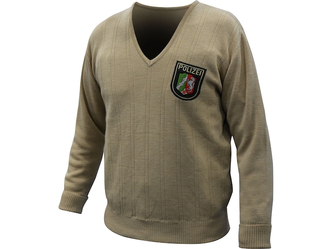 Military Surplus German Police Sweater V-Neck Grade 2 Large Khaki