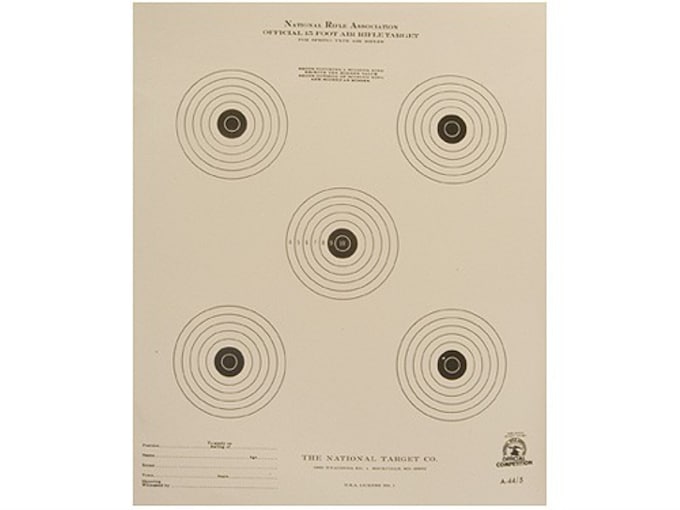 NRA Official Air Rifle Targets A-44/5 15' Air Rifle Paper 100PK