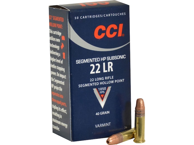 CCI Segmented HP Subsonic Ammo 22 Long Rifle Subsonic 40 Grain Plated