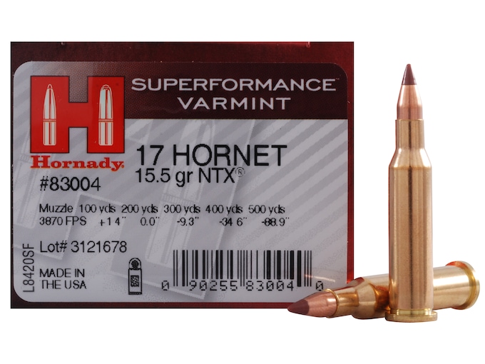 Hornady Superformance Varmint Ammo 17 Hornet 15.5 Grain NTX Lead-Free