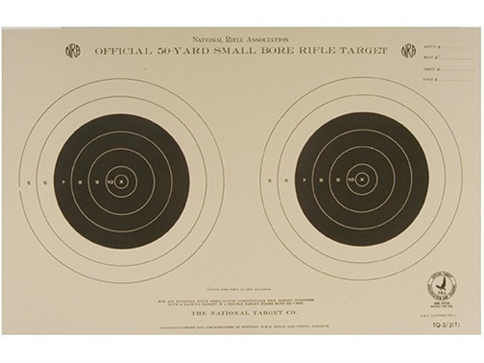 NRA Official Smallbore Rifle Training Targets TQ-3/2 50 Yard Tagboard