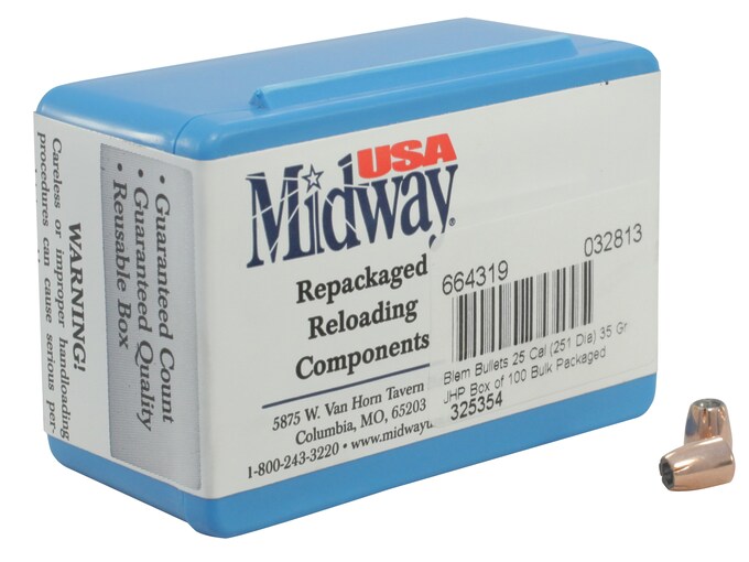 Factory Second Bullets 25 Cal (251 Diameter) 35 Grain Jacketed Hollow