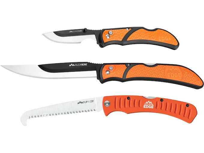 Outdoor Edge RazorGuide Pak Knives & Folding Saw Combo Orange