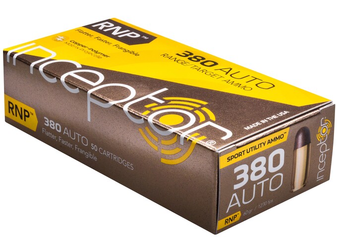 Inceptor Sport Utility Ammo 380 ACP 60 Grain RNP Frangible Lead-Free