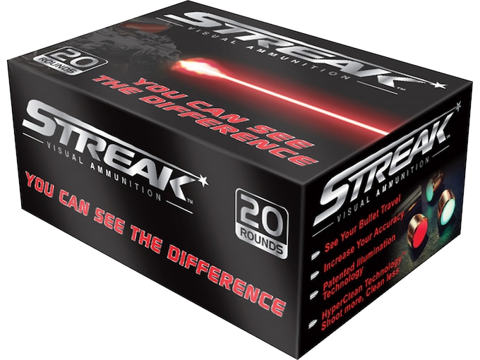 Streak Ammo 40 S&W 180 Grain Total Metal Jacket Red Cold Tracer Box of