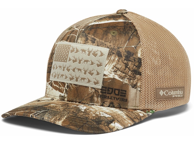 Columbia PHG Camo Mesh Cap Mossy Oak Bottomland/Blaze Game Flag