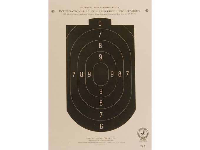 NRA Official Pistol Targets TQ-8 25' Rapid Fire Paper 100PK