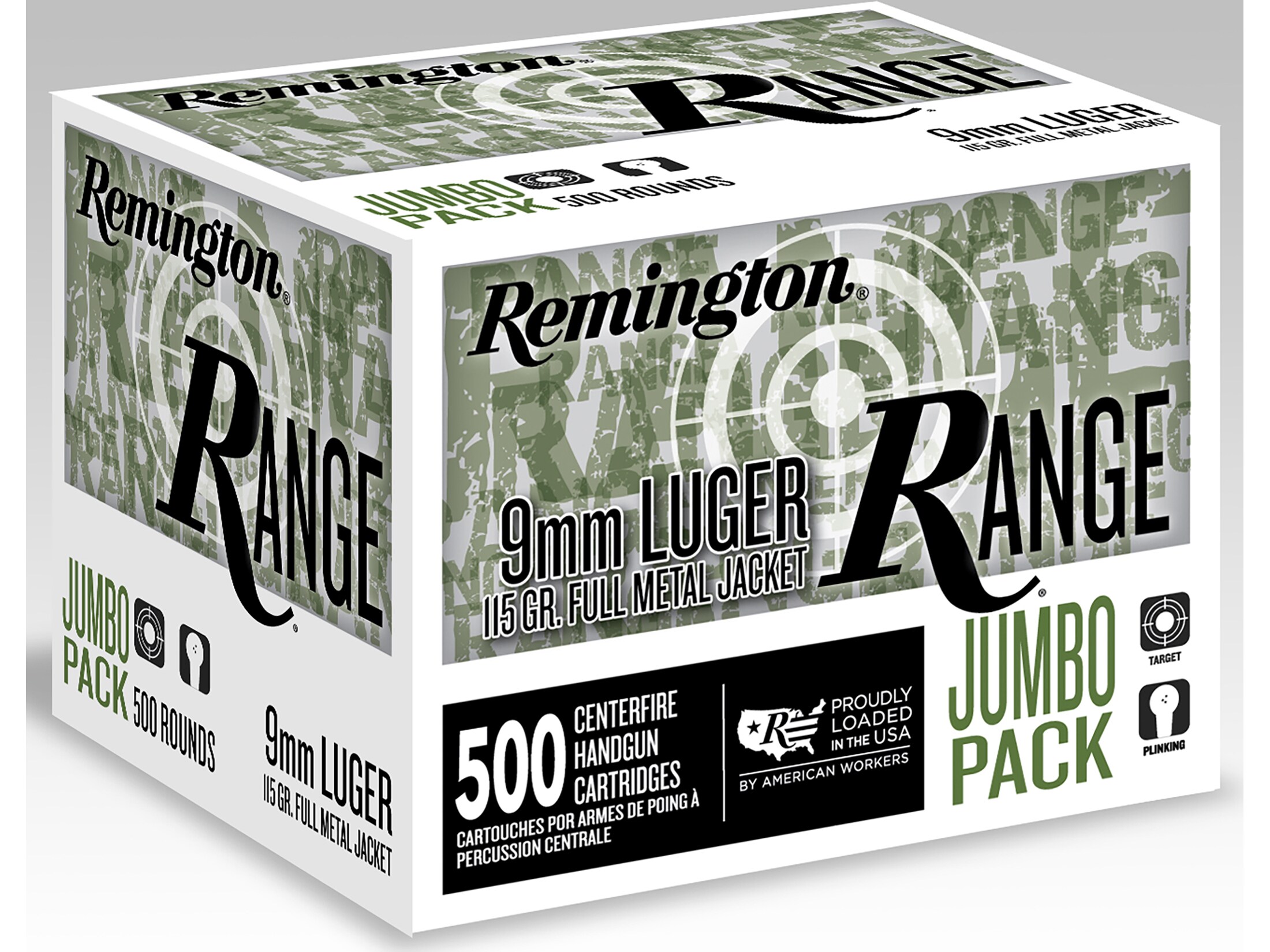 Remington Range Ammo 9mm Luger 115 Grain Full Metal Jacket Case of