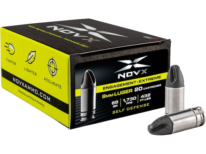 NovX Engagement Extreme Self-Defense Ammo 9mm Luger 65 Grain Fluted