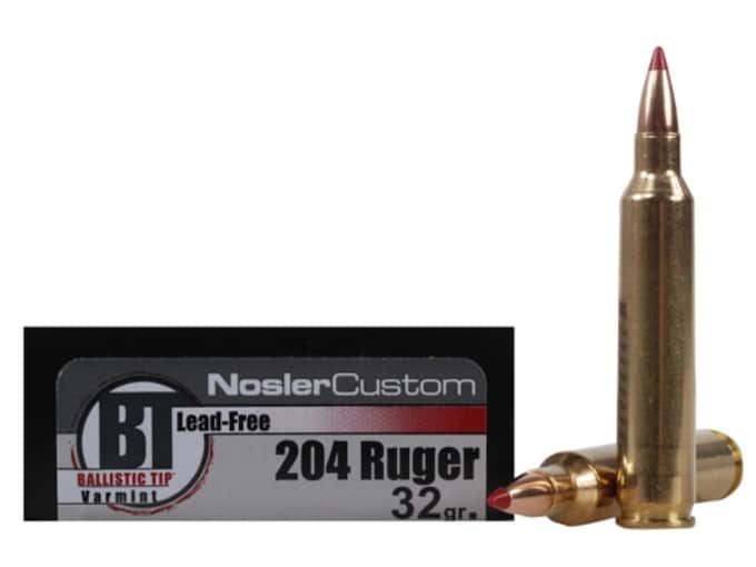 Nosler Trophy Grade Ammo 204 Ruger 32 Grain Ballistic Tip Varmint