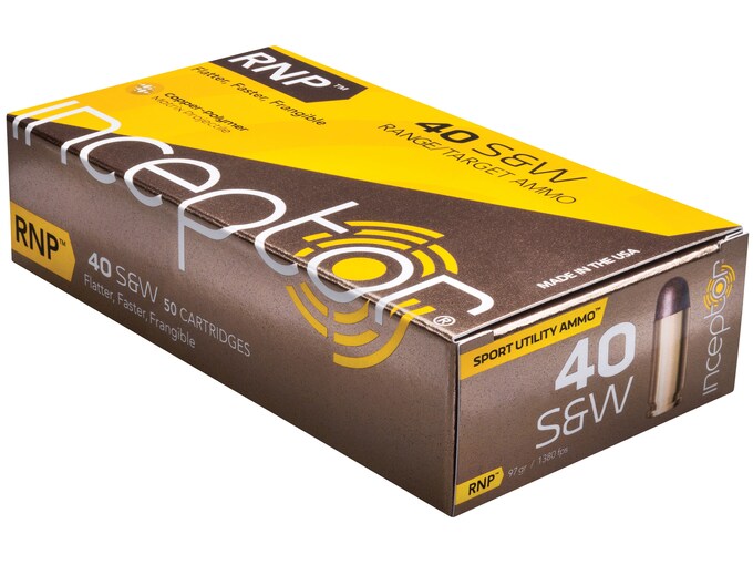 Inceptor Sport Utility Ammo 40 S&W 97 Grain RNP Frangible Lead-Free