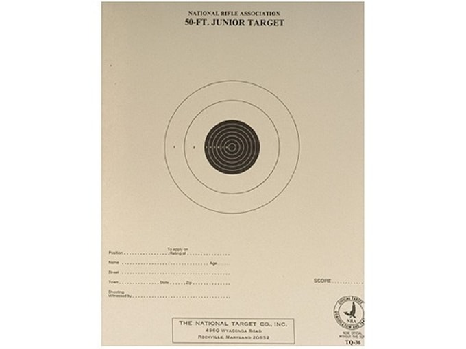 NRA Official Smallbore Rifle Training Targets TQ-36 50' Junior Rifle