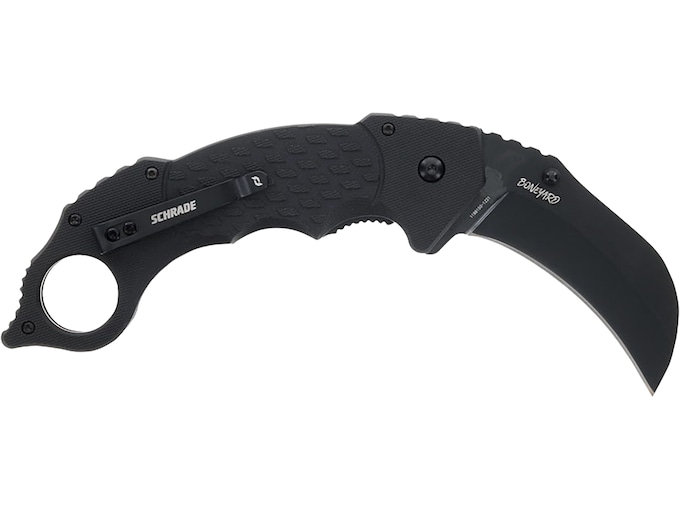 Schrade Boneyard Folding Knife 2.75 Karambit AUS-10 Powdercoat Blade