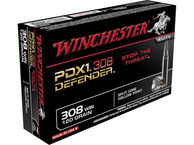 Winchester PDX1 Defender Ammo 308 Winchester 120 Grain Bonded Jacketed