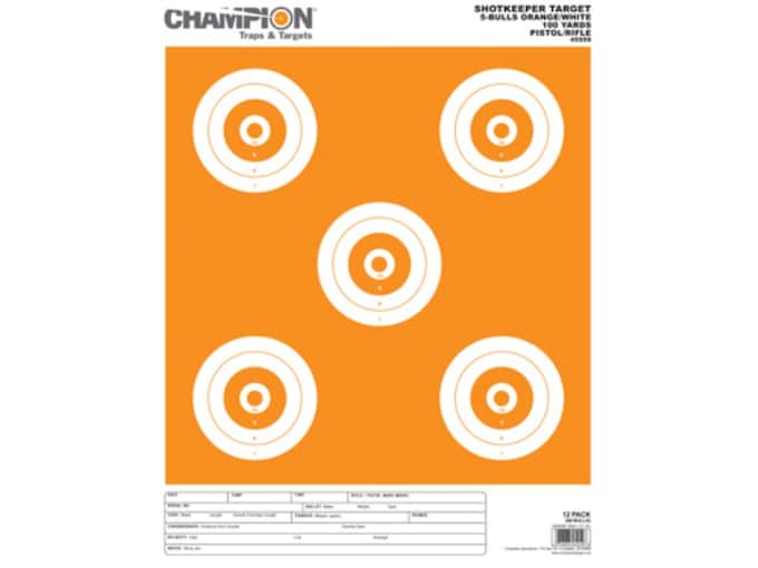 Champion ShotKeeper 5 Large Bullseye Targets Paper White/Orange Bull