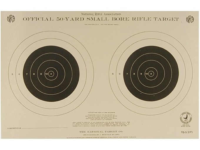 NRA Official Smallbore Rifle Training Targets TQ-3/2 50 Yard Paper
