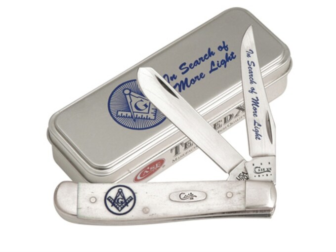 Case Masonic Mini Trapper Folding Knife Clip Spey SS Blades Smooth