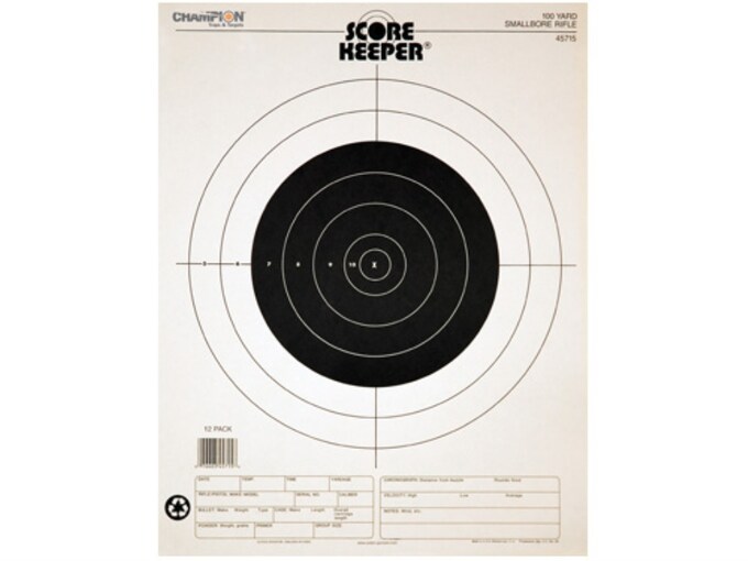 Champion Score Keeper 100 Yard Small Bore Rifle Target 14 x 18 Paper