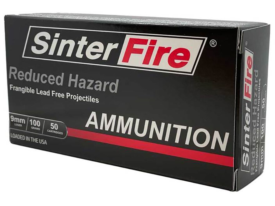 SinterFire Reduced Hazard 9mm Luger Ammo 100 Grain Frangible Flat Nose