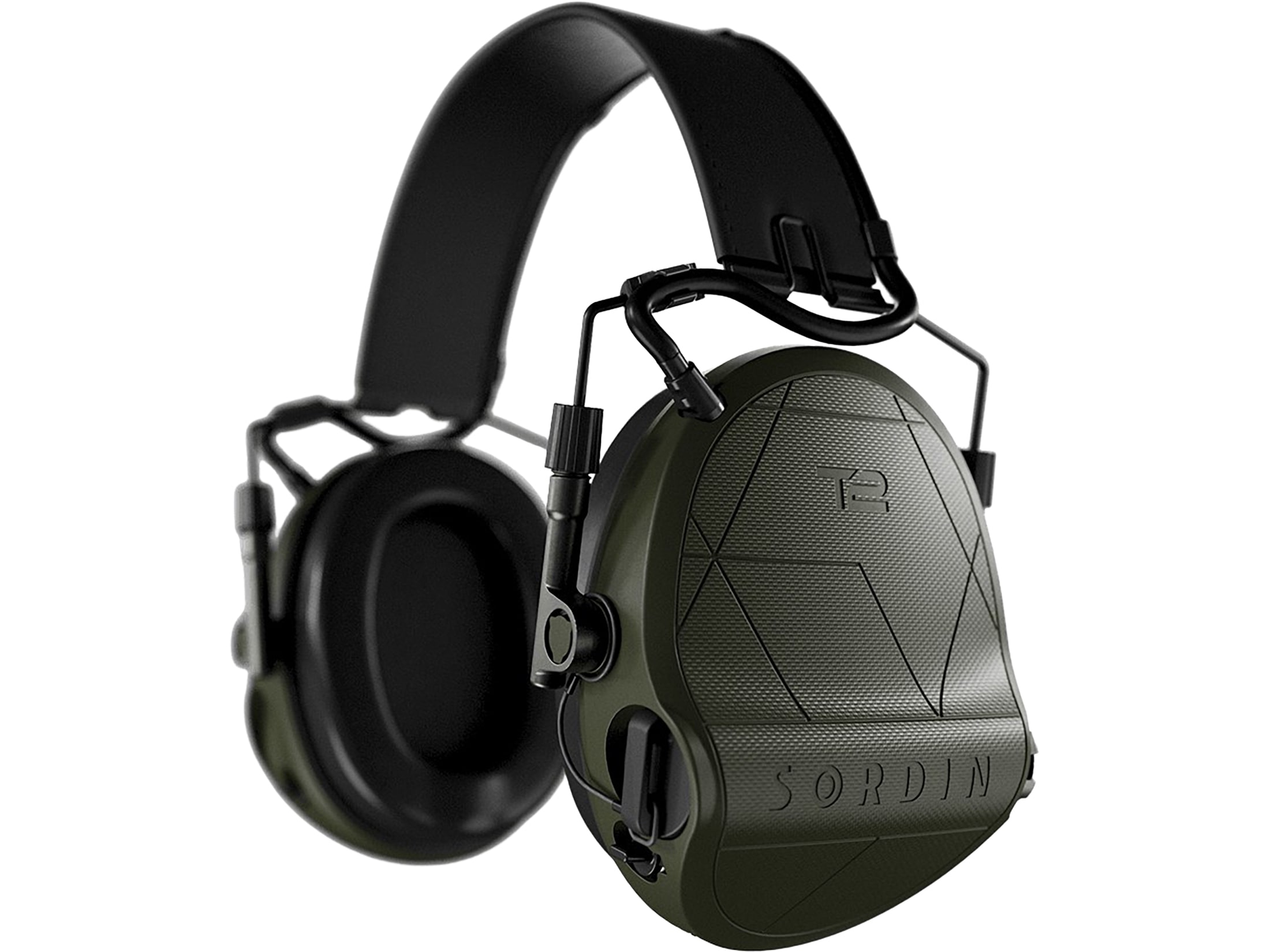 Sordin T2 Electronic Ear Muffs Leather Headband Green