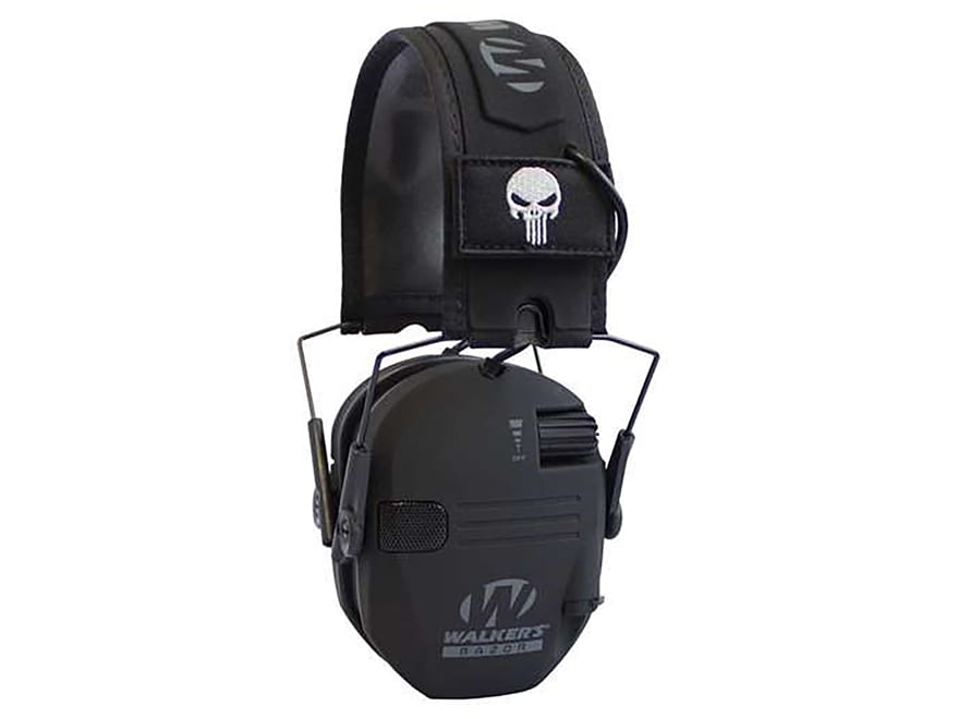 Walker's Razor Slim Low Profile Electronic Ear Muffs Black Punisher