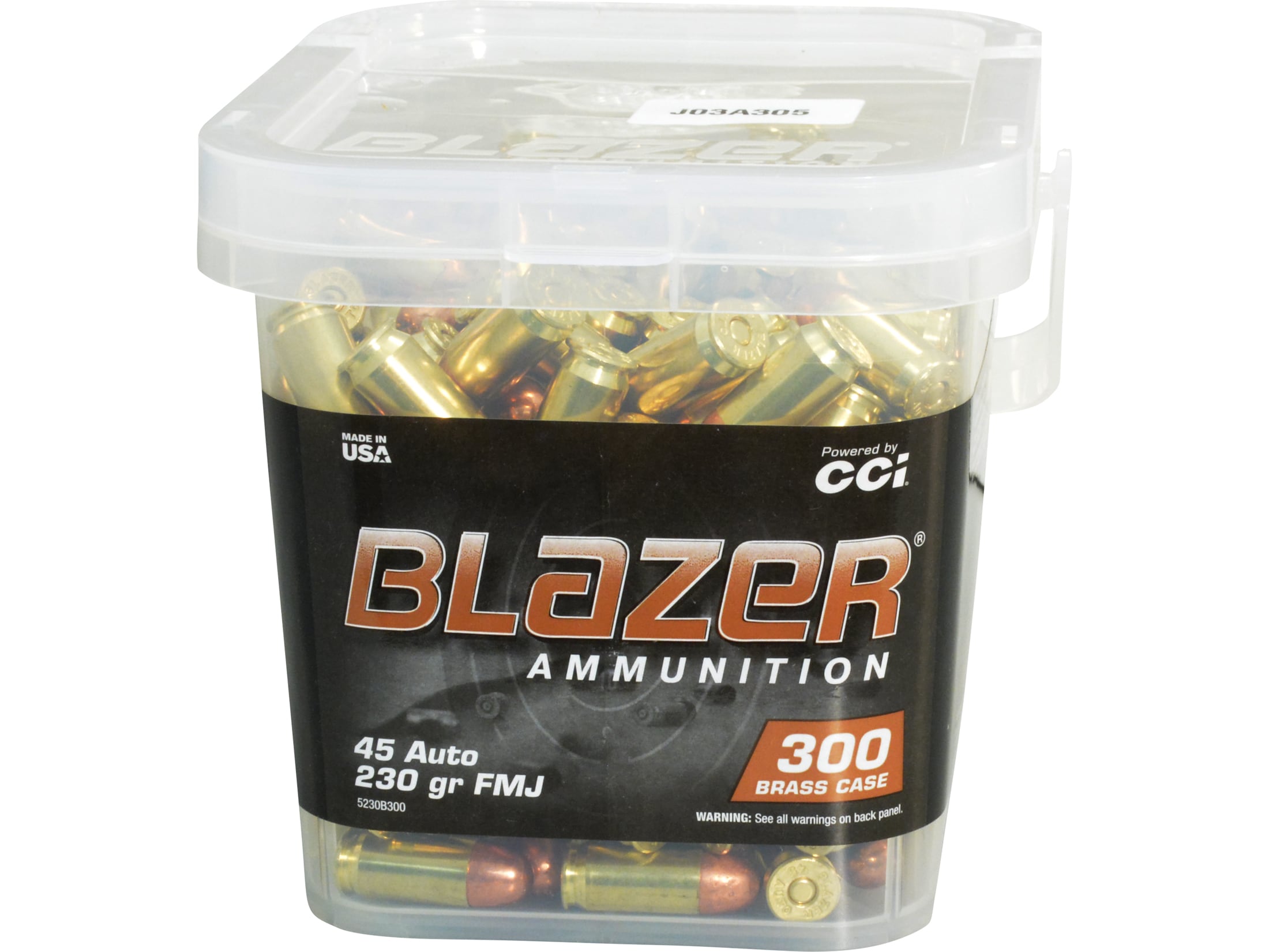 Blazer Brass 45 ACP Ammo 230 Grain Full Metal Jacket Bucket of 300