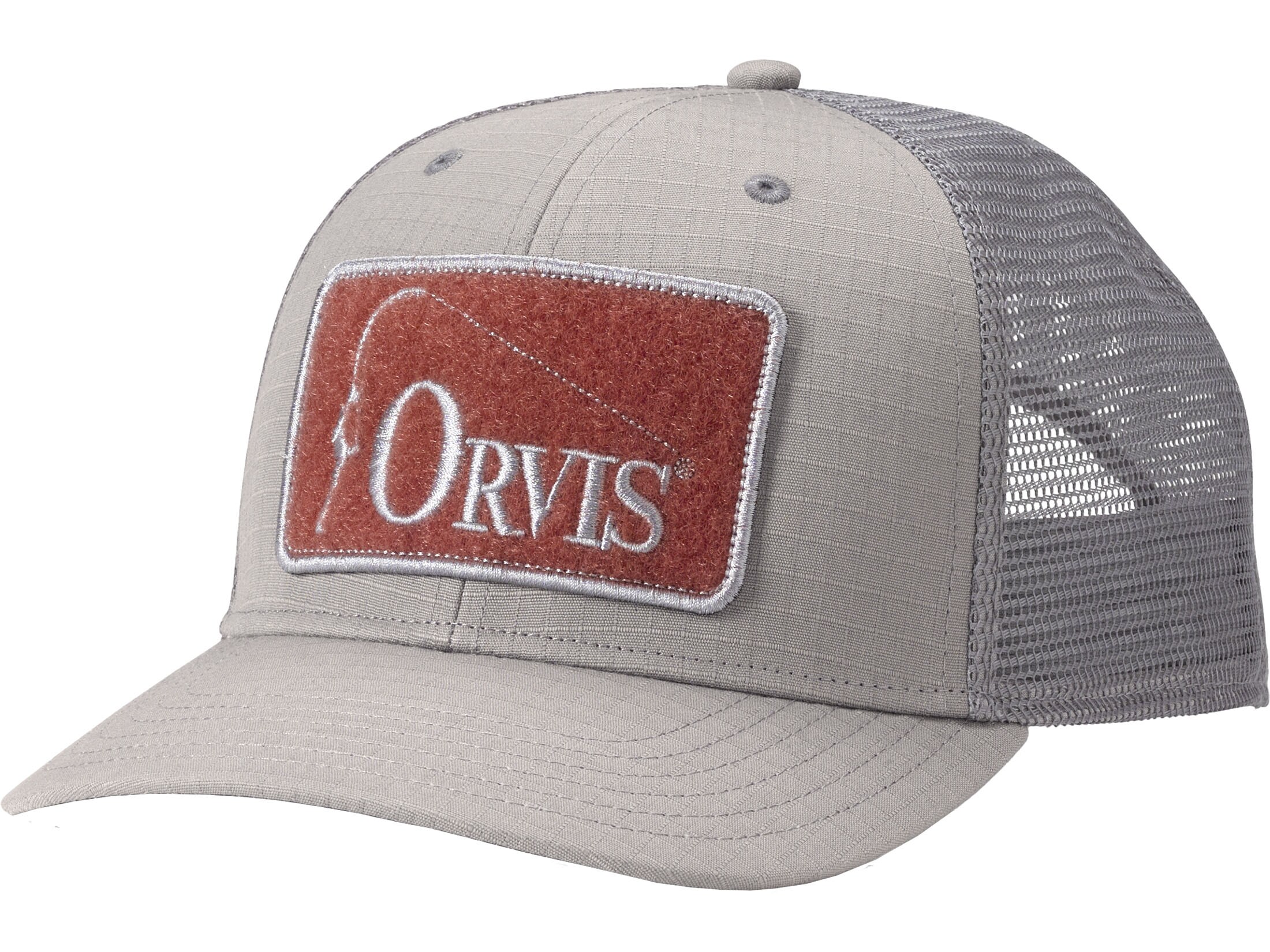 Orvis Men's Ripstop Covert Trucker Hat Gray/Paprika One Size Fits Most