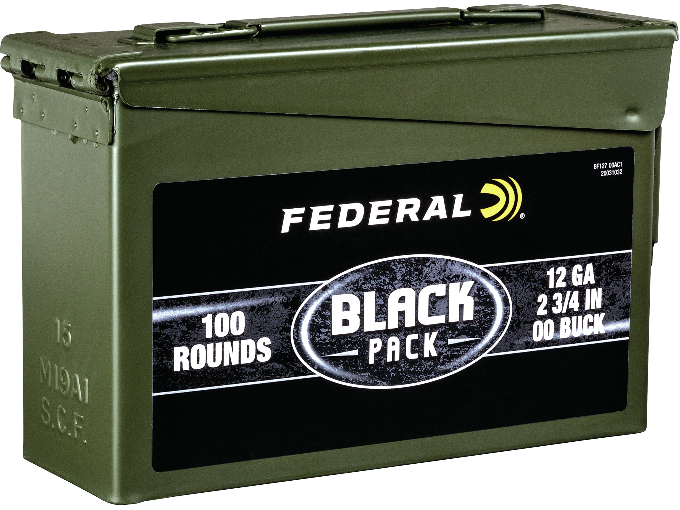 Federal Black Pack 12 Ga Ammo 2-3/4 #00 Buckshot 9 Pellets Ammo Can of