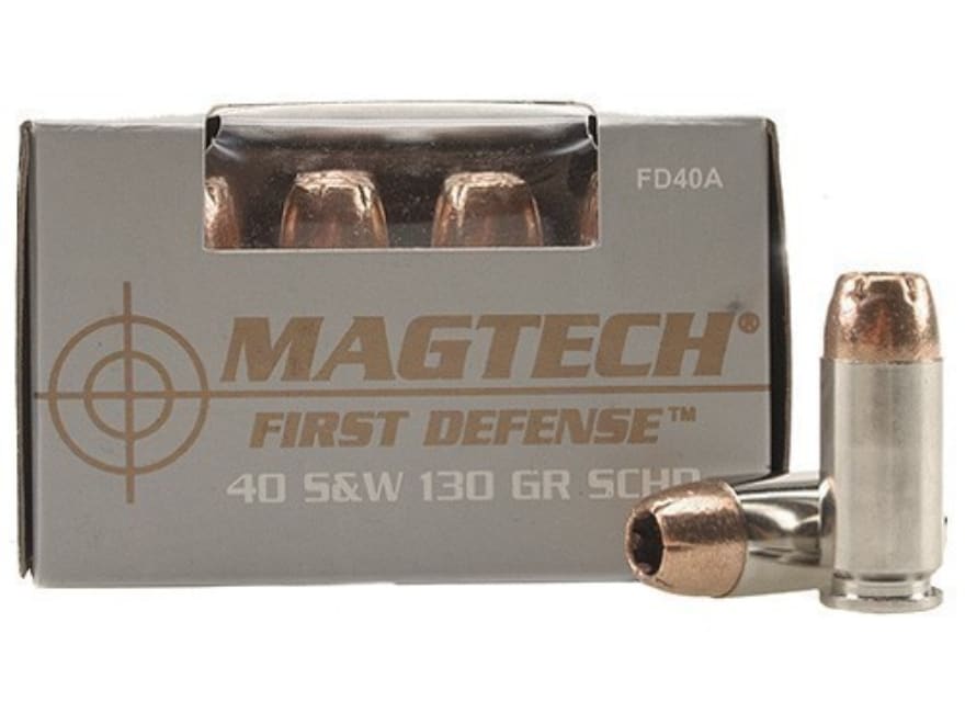 Magtech First Defense 40 S&W Ammo 130 Grain Solid Hollow Point Box of