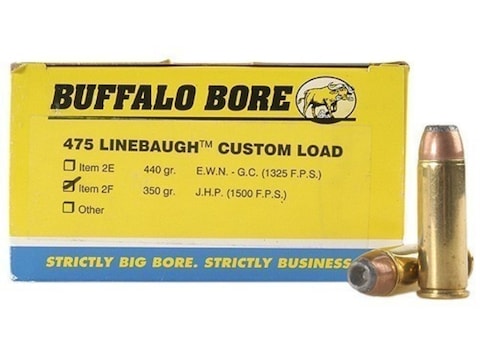 Buffalo Bore Ammo 475 Linebaugh 350 Grain Jacketed Hollow Point Box of