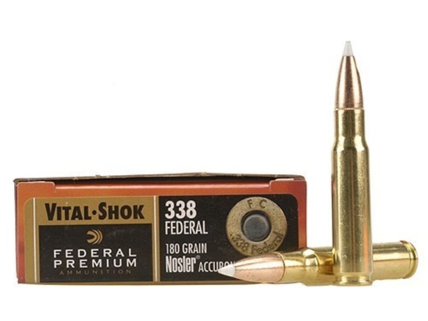 Federal Premium Vital-Shok Ammo 338 Federal 180 Grain Nosler AccuBond