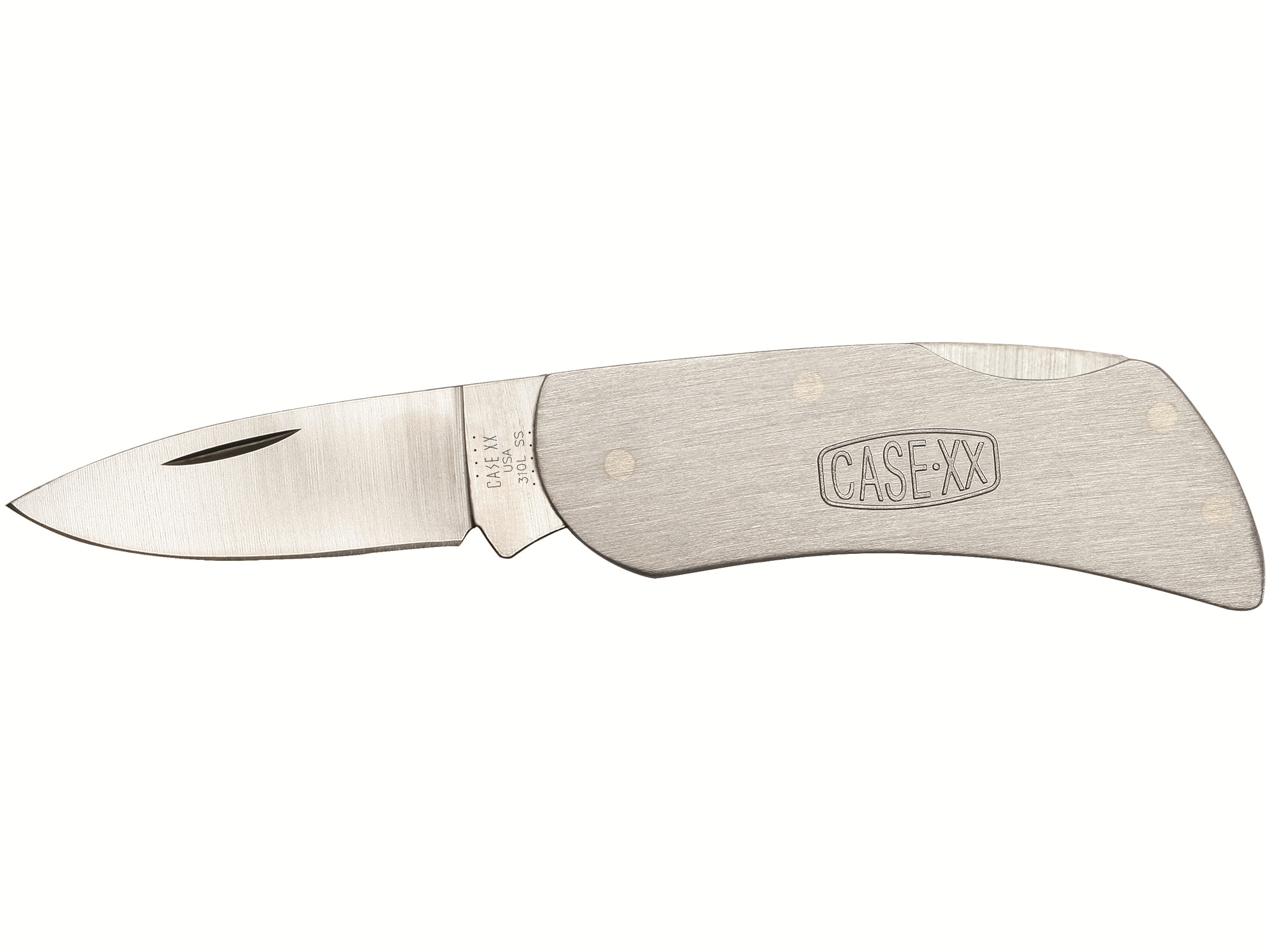 Case Lockback Folding Knife 1.8 Drop Point SS Blade Brushed SS Handle