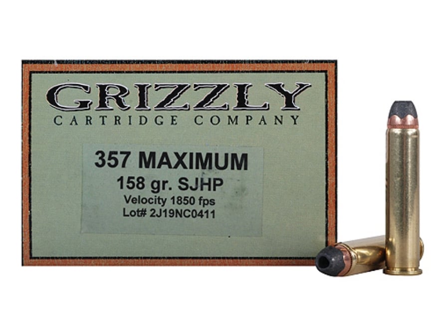 Grizzly Cartridge 357 Maximum Ammo 158 Grain Jacketed Hollow Point Box