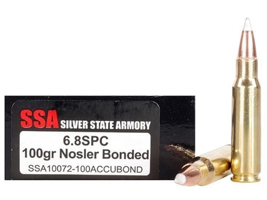 Silver State Armory Ammo 6.8mm Remington SPC 100 Grain Nosler AccuBond