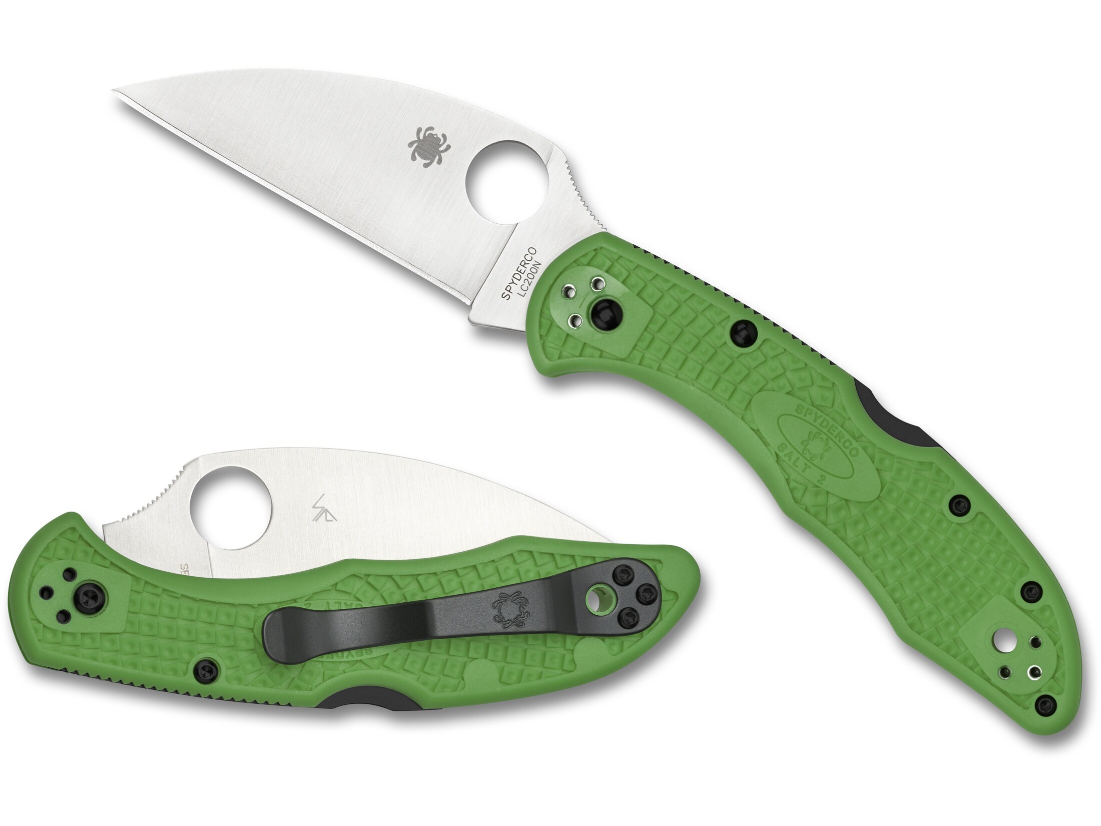 Spyderco Salt 2 Folding Knife 3 Fully Serrated Leaf LC 200 N Satin