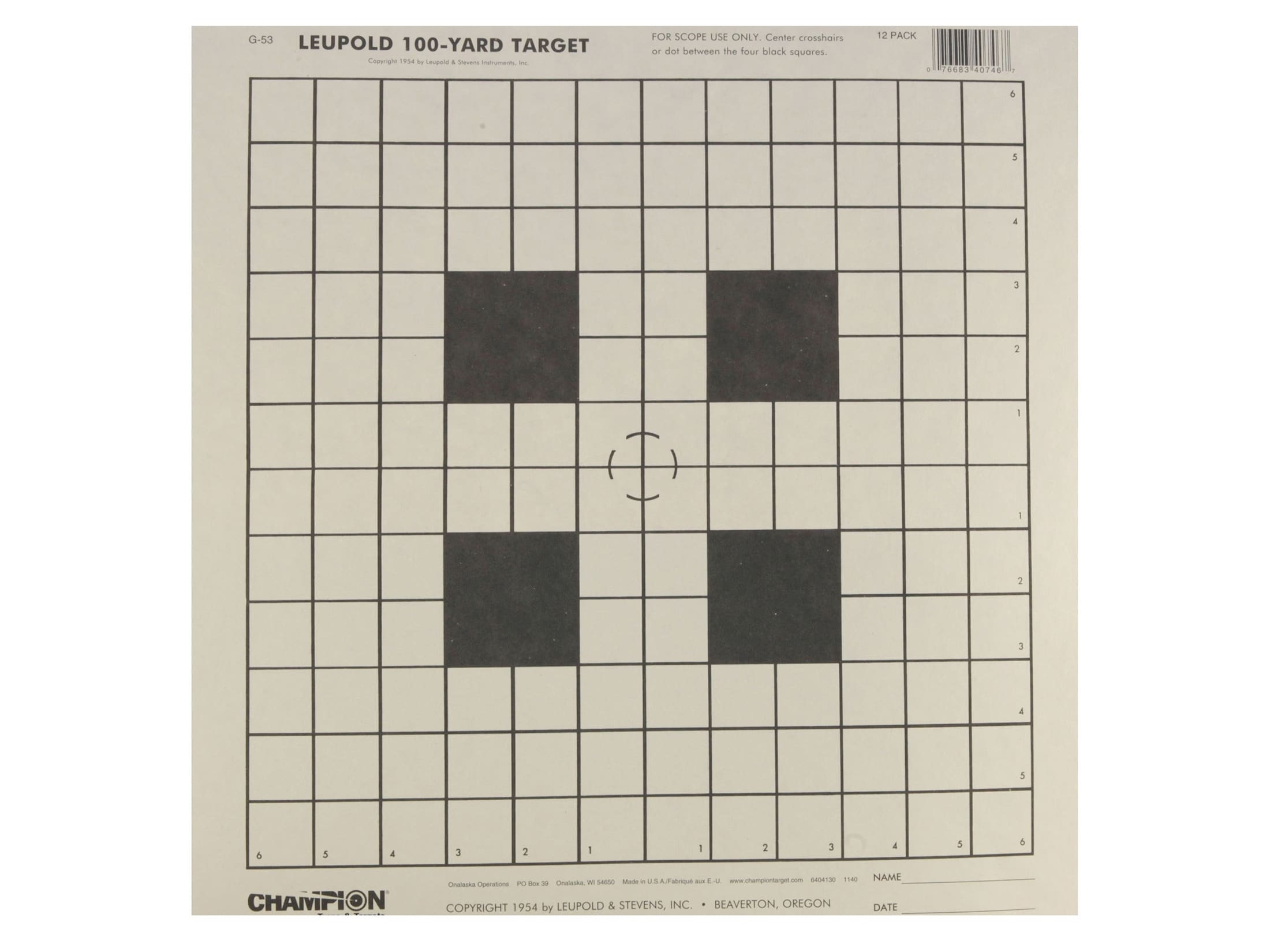 Champion Official NRA 100 Yard Scope Sighting-In Targets 14 x14 Paper